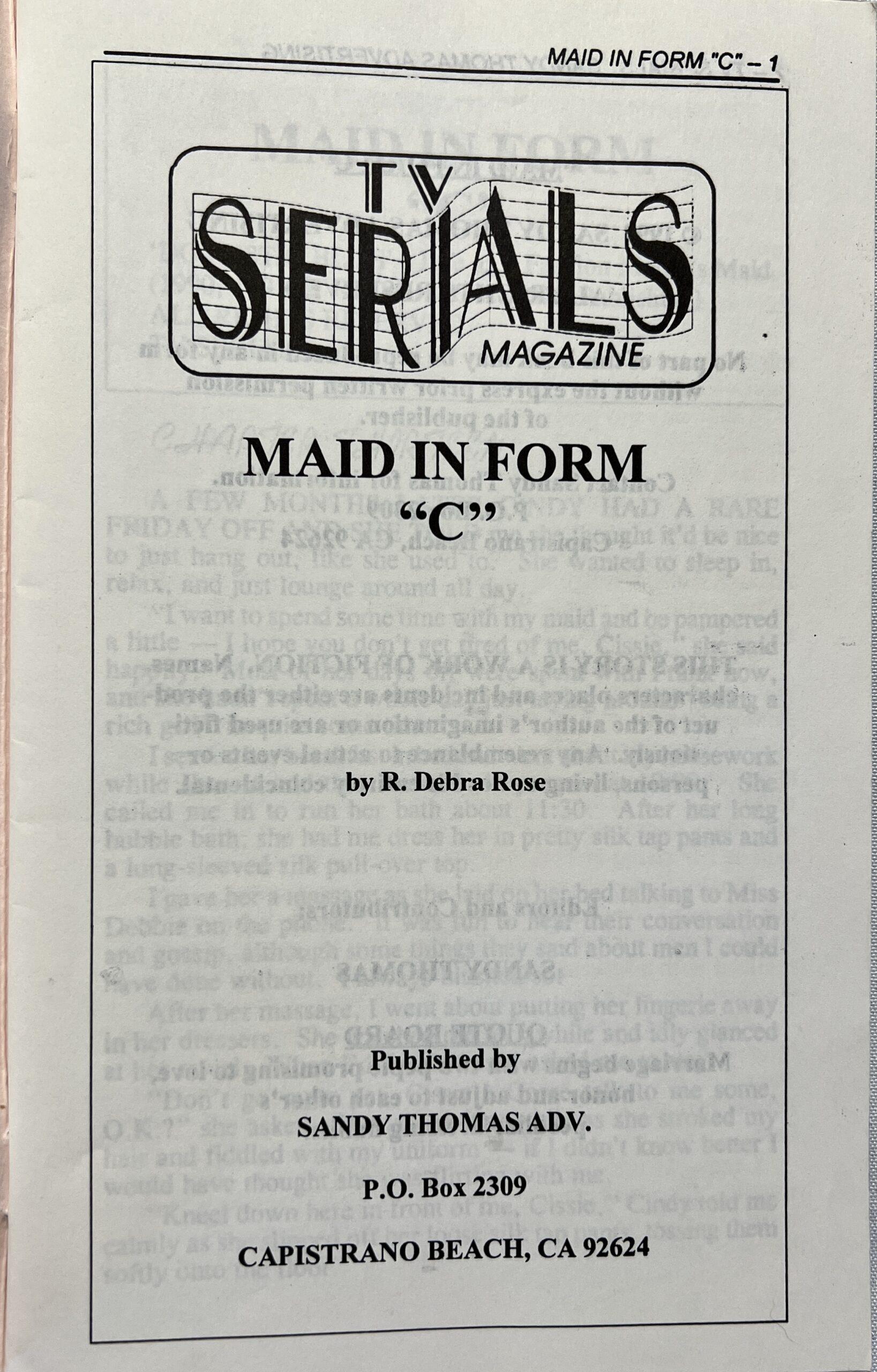TV Serials Magazine Maid In Form "C" 1993 Adult Transgender Booklet - VM16