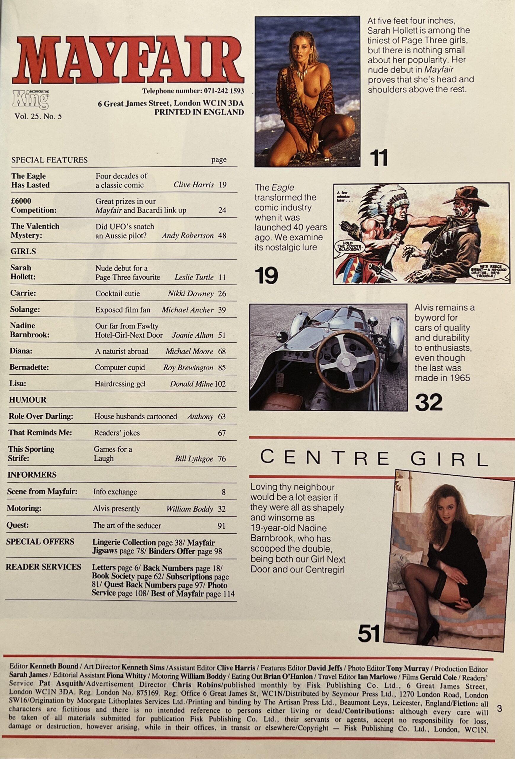 Mayfair 25/5 80'S UK Magazine *Sarah Hollett* - Vintage Magazines 16