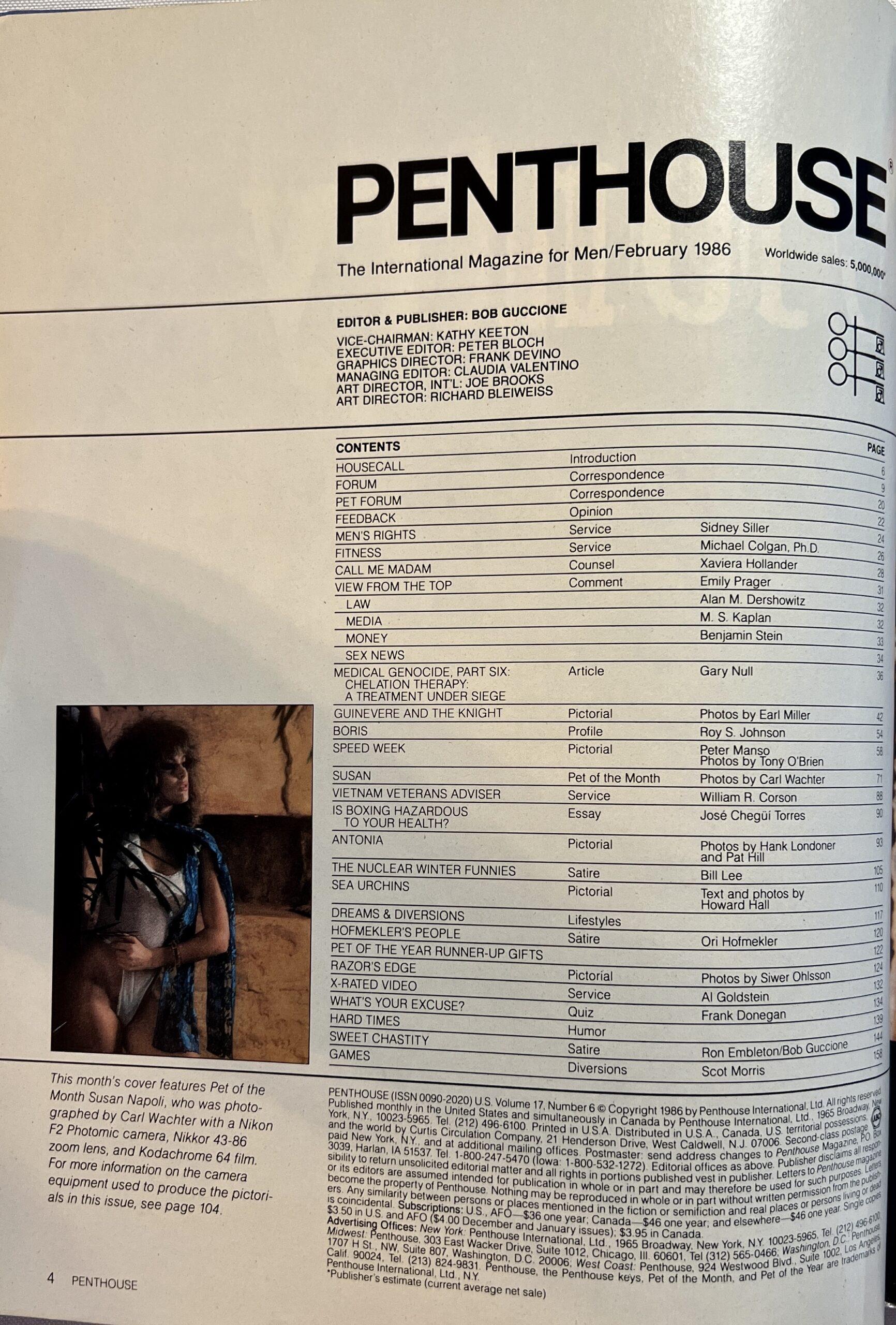 Penthouse February 1986 *Pet of the Year Runner-Up A Special Pictorial ...