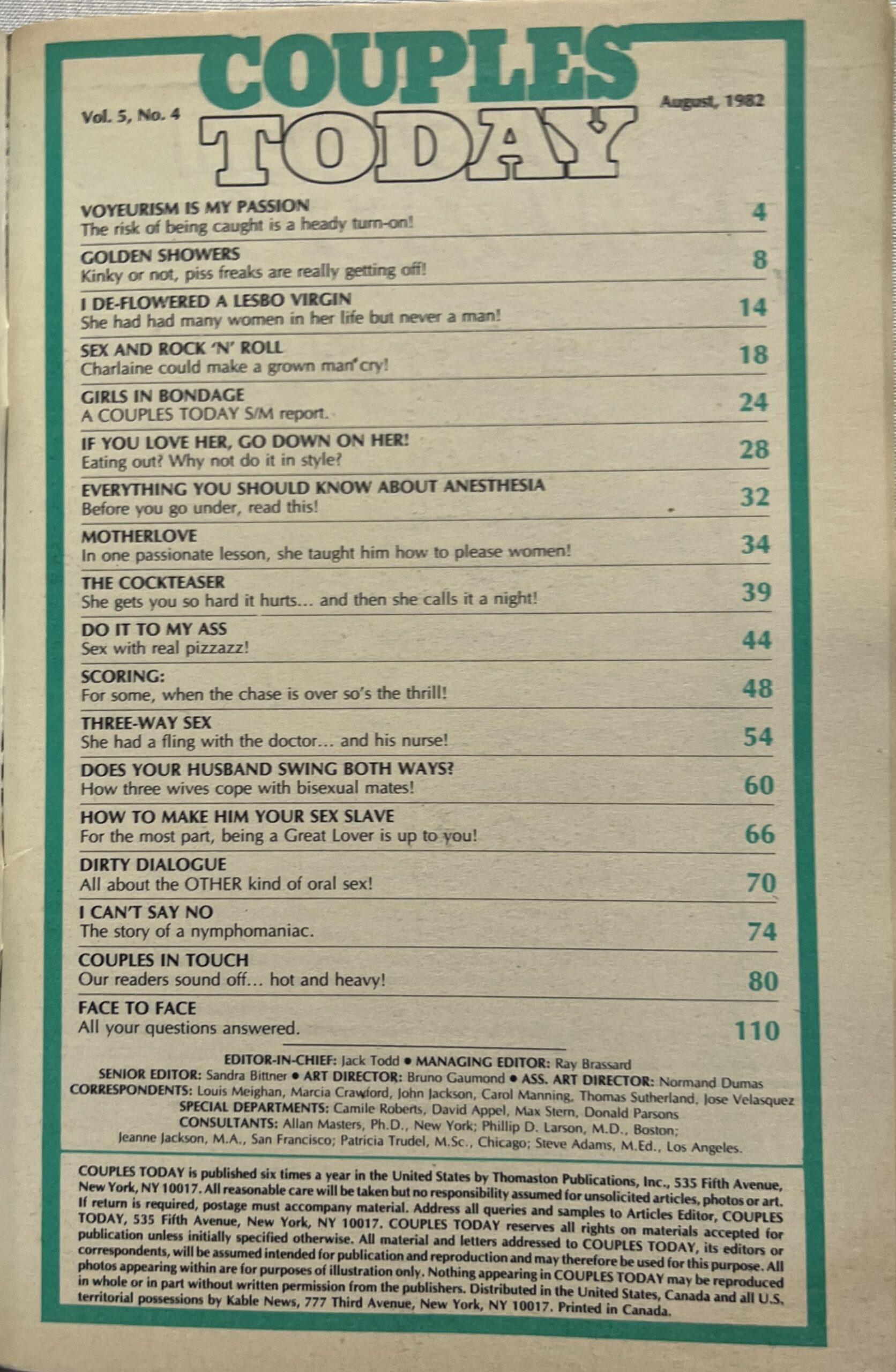 Couples Today August 1982 Adult Digest Letter's Booklet - VM16